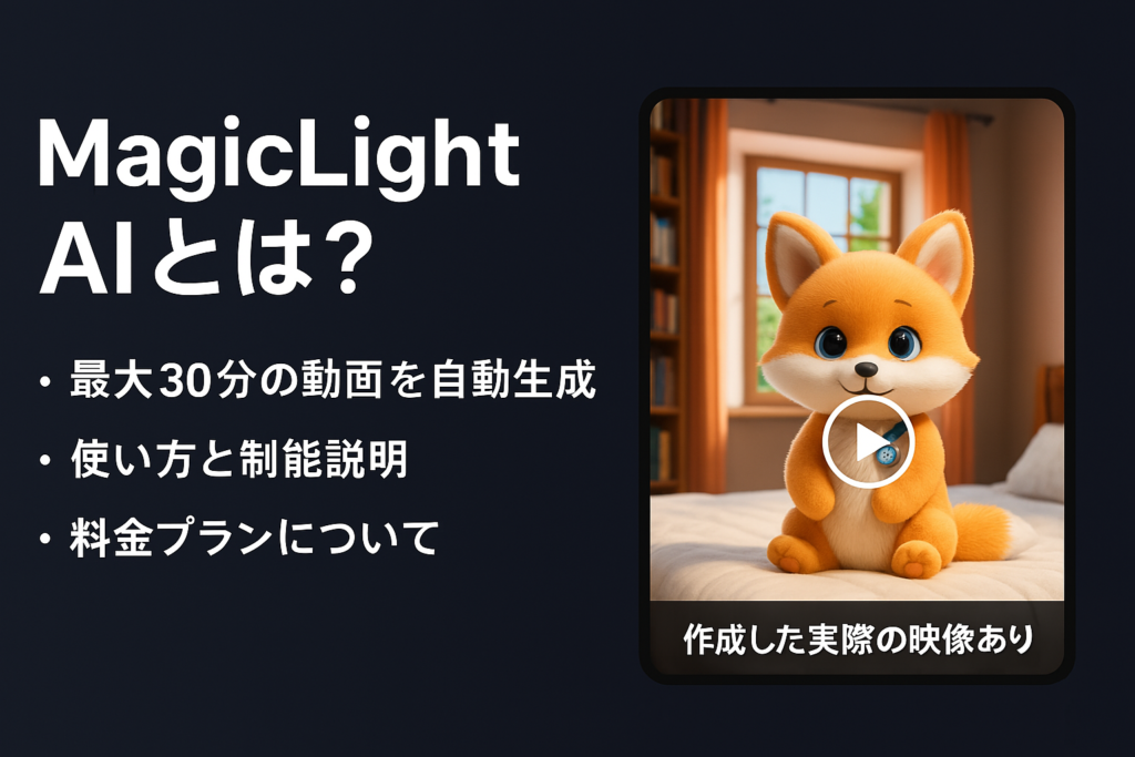 MagicLight AIとは？最大30分の動画を自動生成する次世代AIツール